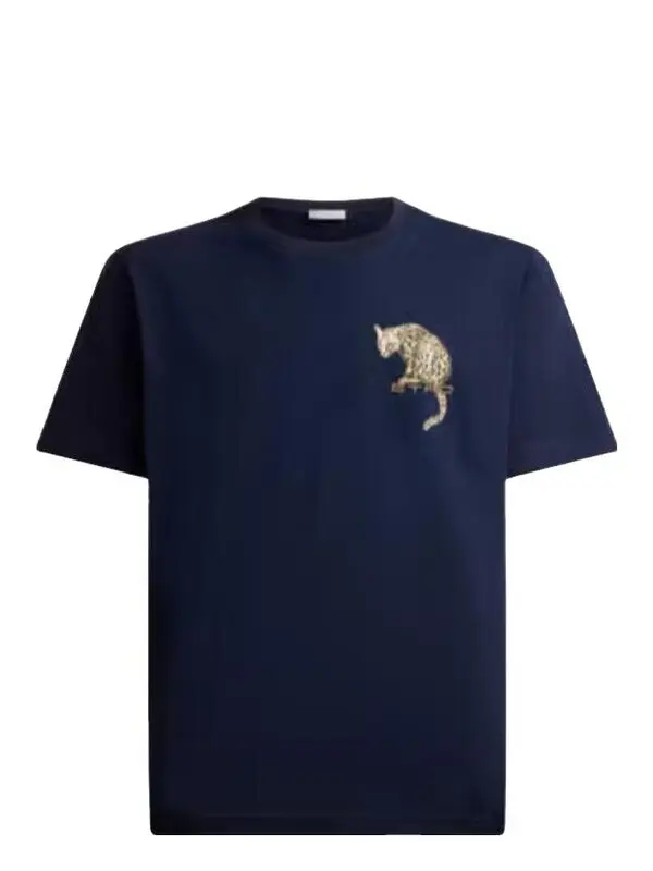 Etro Leopard Printed Crewneck T-shirt - Blue