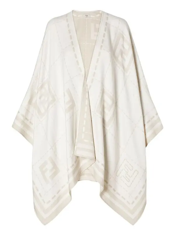 Fendi Macro Check Embroidered Cape - Grey