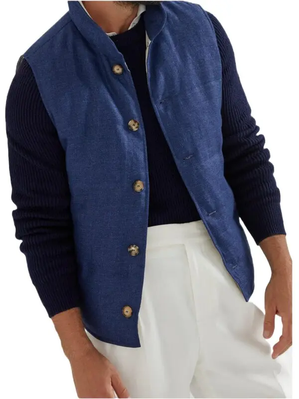 Brunello Cucinelli Padded Denim Gilet - Indigo