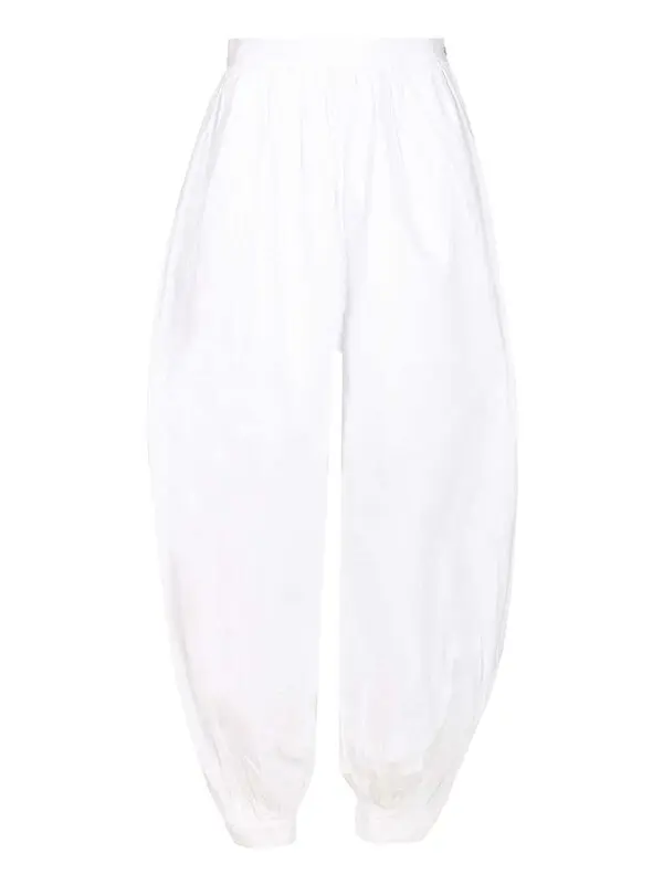 ROTATE BY BIRGER CHRISTENSEN Balloon Pleated Cotton Cropped Trousers - White