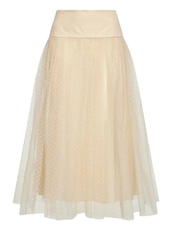 Zimmermann Layered Tulle Midi Skirt - Crm