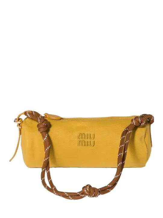 Miu Miu Gabardine Pouch With Embroidered Logo - Topaz/brandy