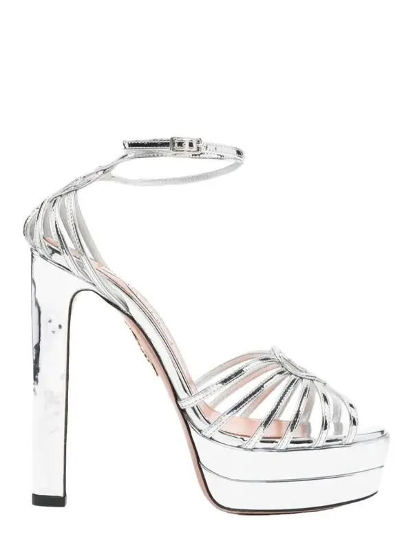 AQUAZZURA Sweetheart Platform Strappy Sandals - Silver