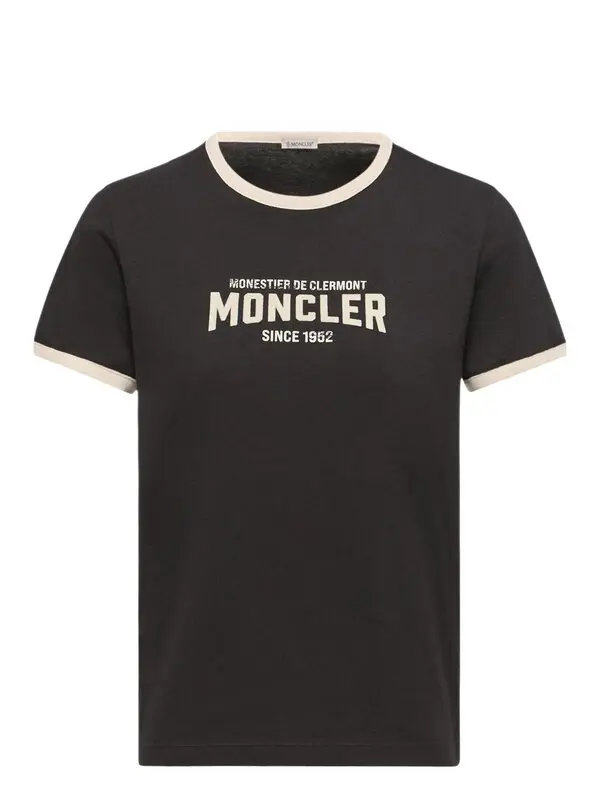 Moncler Logo Printed Crewneck T-shirt - Black