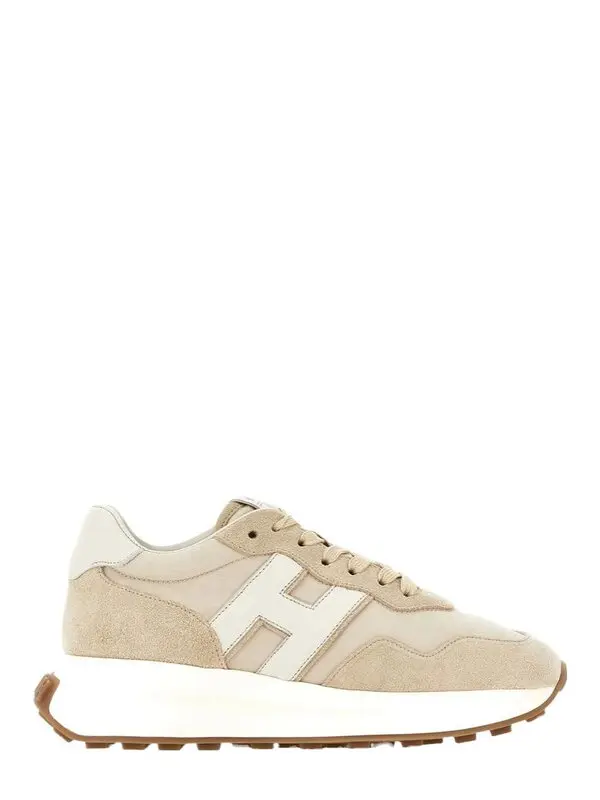 Hogan Patchwork Logo Lace-up Sneakers - Nude