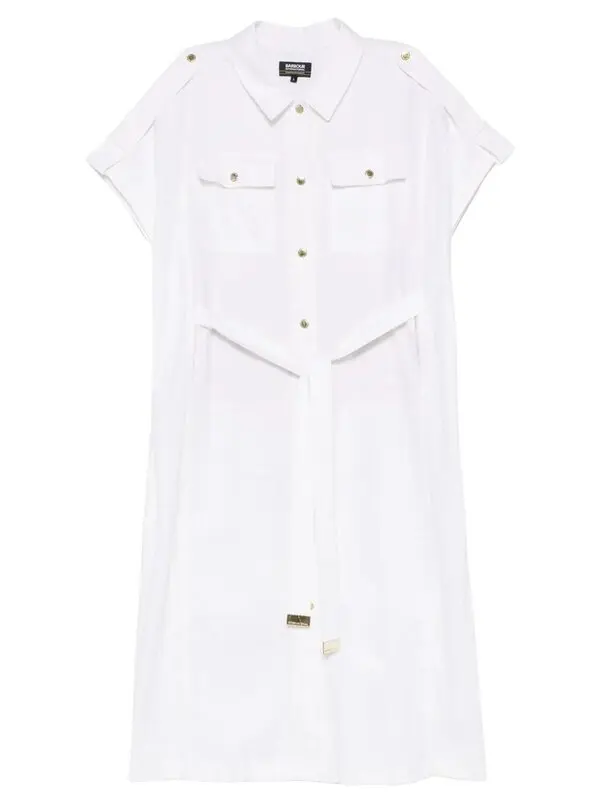 Barbour Harlow Midi Shirt Dress With Belted Waist - White
