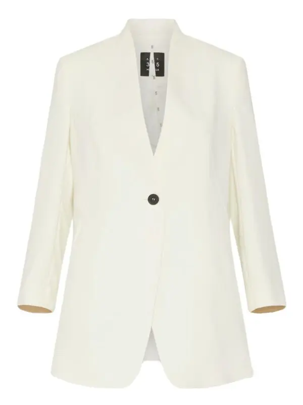 Marella Long Single-breasted Wool Blazer - White