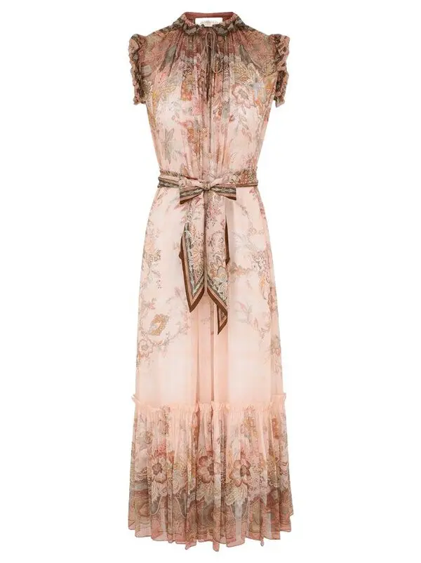 Zimmermann Alchemy Flutter Midi Dress - Pink Paisley