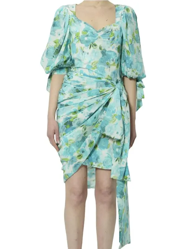 Chloé Floral Draped Midi Dress - Blue