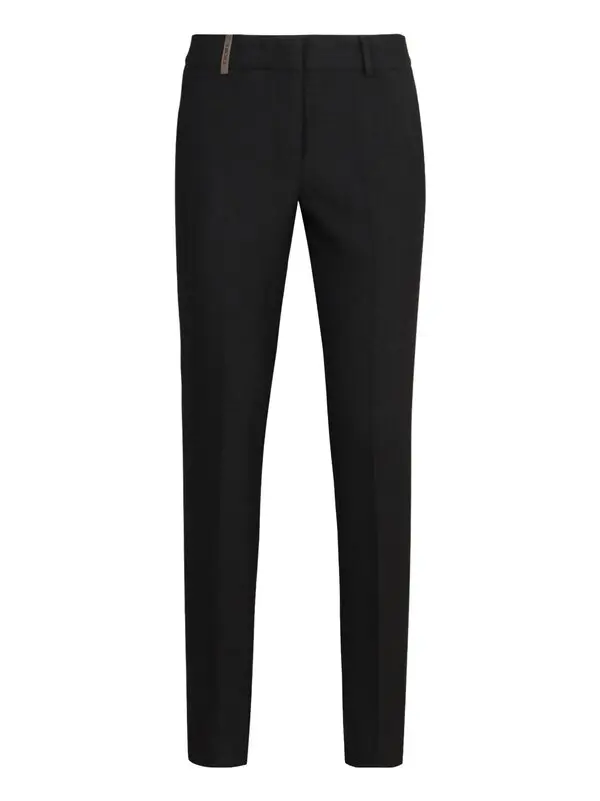 Peserico Slim Fit Tailored Pants With Belt Loops - Black