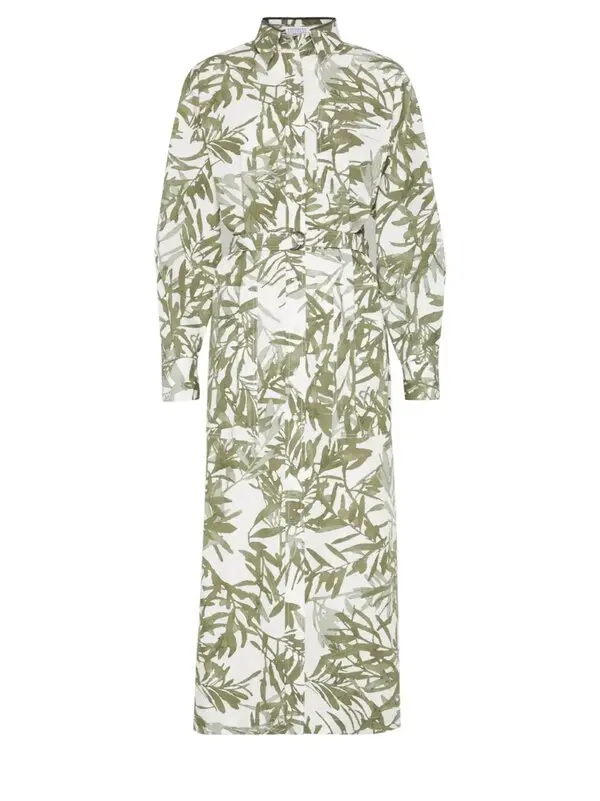 Brunello Cucinelli Printed Cotton Shirt Dress - Mint Green