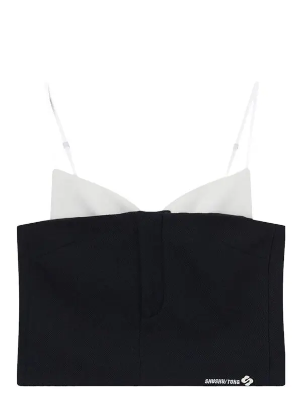SHUSHU/TONG Sleeveless Knit Top With Bow Detail - Black