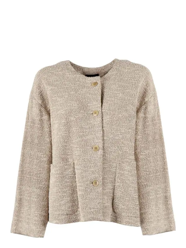 Emporio Armani Textured Buttoned Blazer - Beige