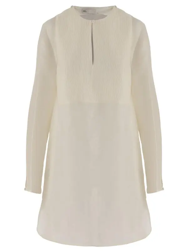 Tory Burch Paneled Long Sleeve Dress - Nude