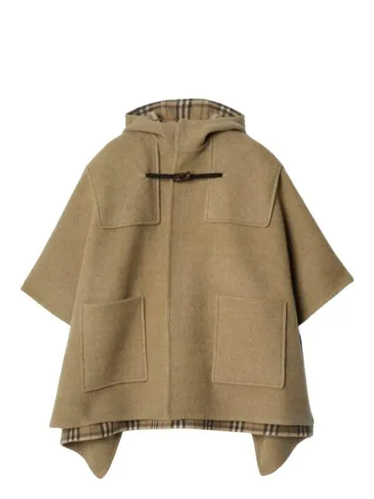 Burberry Hooded Duffle Cape Coat - Military Green
