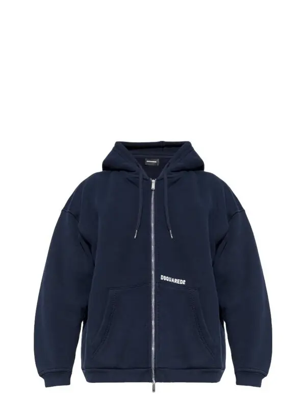 Dsquared2 Logo Detailed Zip Hoodie - Black