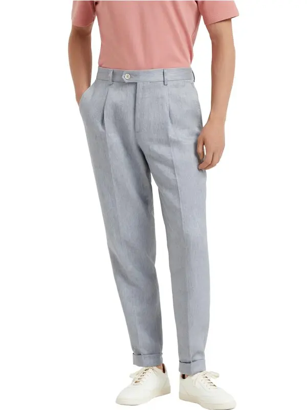 Brunello Cucinelli Linen Trousers - Grey