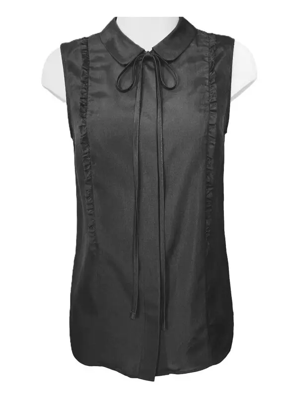 N.21 Sleeveless Collared Shirt With Front Tie Detail - Black