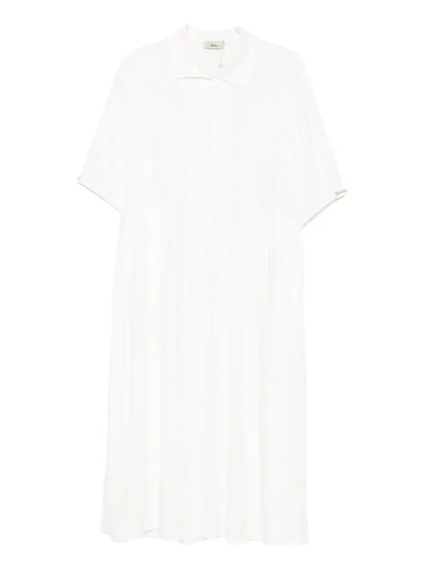 Herno Short-sleeve Pleated Dress - White