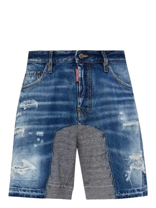 Dsquared2 Medium Ripped Wash Hybrid Shorts - Blue
