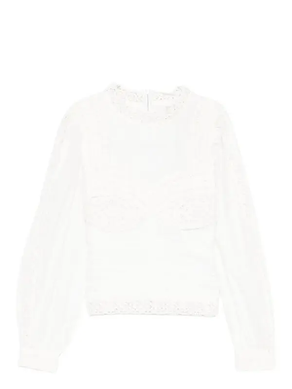 Farm Rio Long-sleeved Blouse With Cut-out Details - White