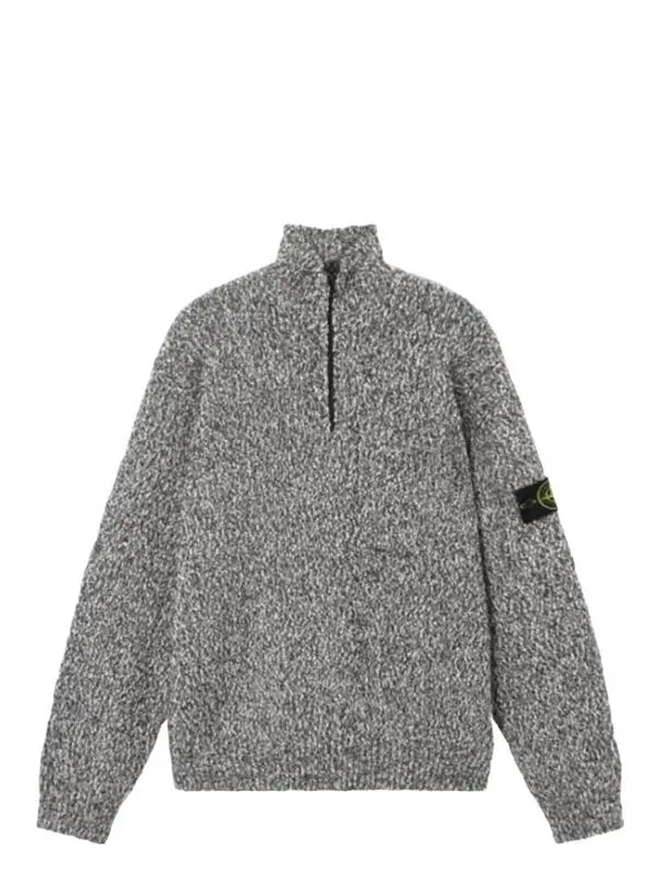 Stone Island Half-zip Ribbed Sweater - Black Blend
