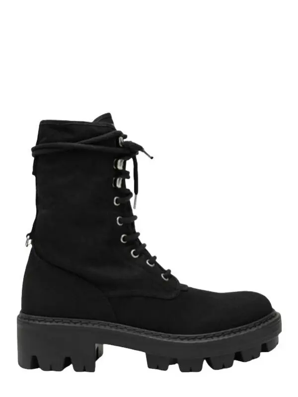 Prada High-top Lace-up Canvas Boots - Black