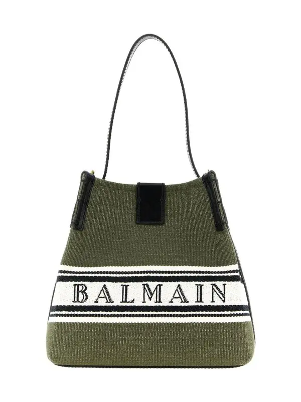 Balmain Release Bucket Bag With Fixed Top Handle And Detachable Shoulder Strap - Green