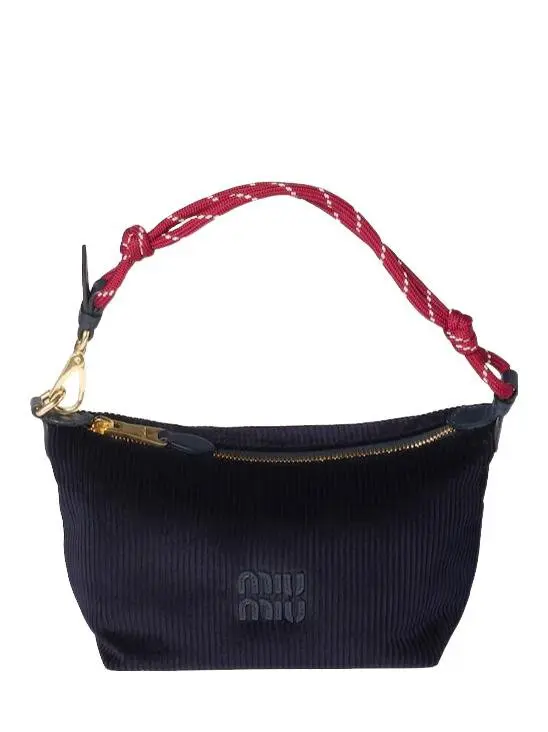 Miu Miu Zipper Clutch With Leather Lettering Logo - Navy Blue/amaranth