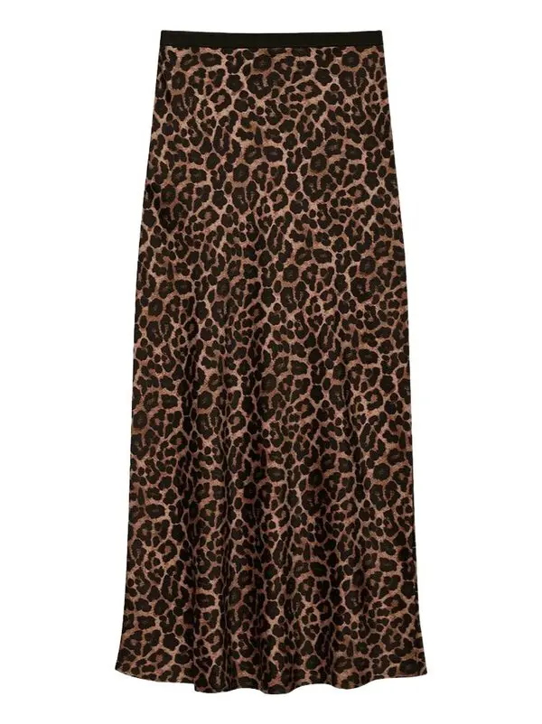 ANINE BING Animal Print Silk Skirt - Black