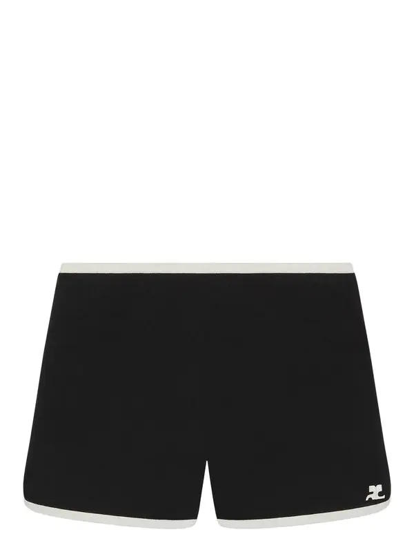 COURREGES Contrast Trim Knit Mini Shorts - Black