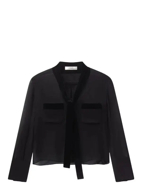 FRAME Pocket Tie-detail Blouse - Black