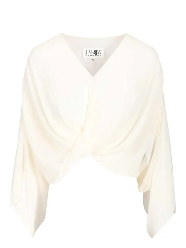 MAISON MARGIELA Draped Long-sleeve Cropped Top - Off-white