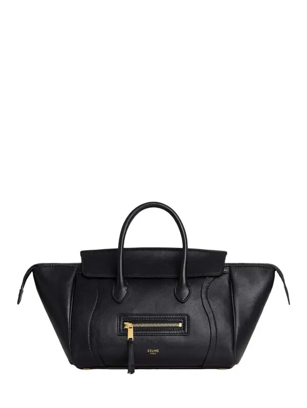 Celine Little Luggage In Supple Shiny Lambskin - Black