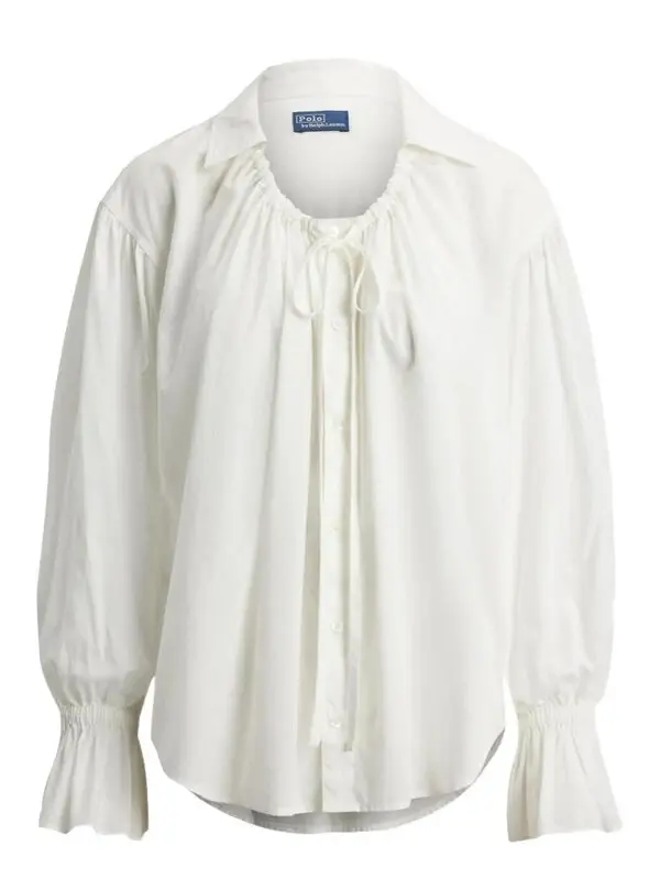 Polo Ralph Lauren Drawstring Ruffled Shirt - White