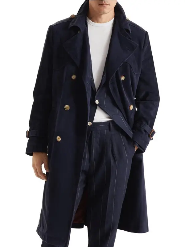 Brunello Cucinelli Suede Trench Coat - Night