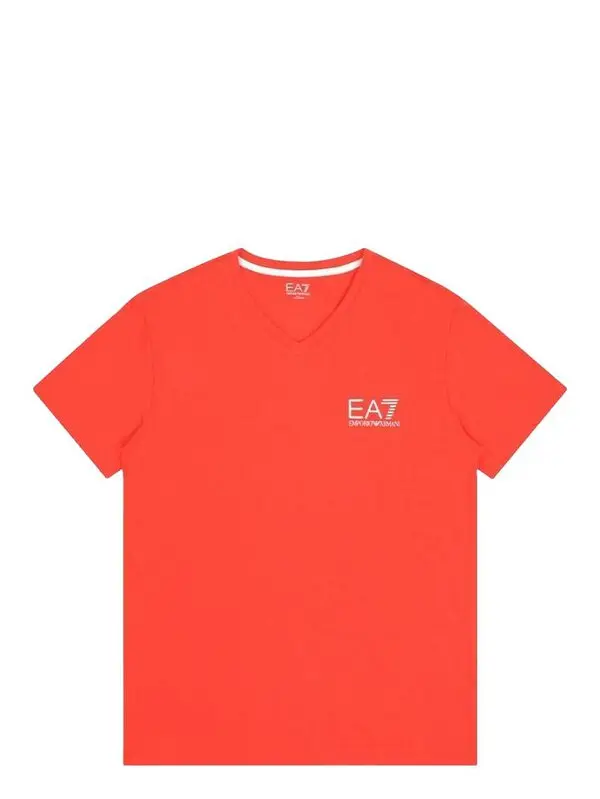 EA7 Logo T-shirt With Round Neck - Orange