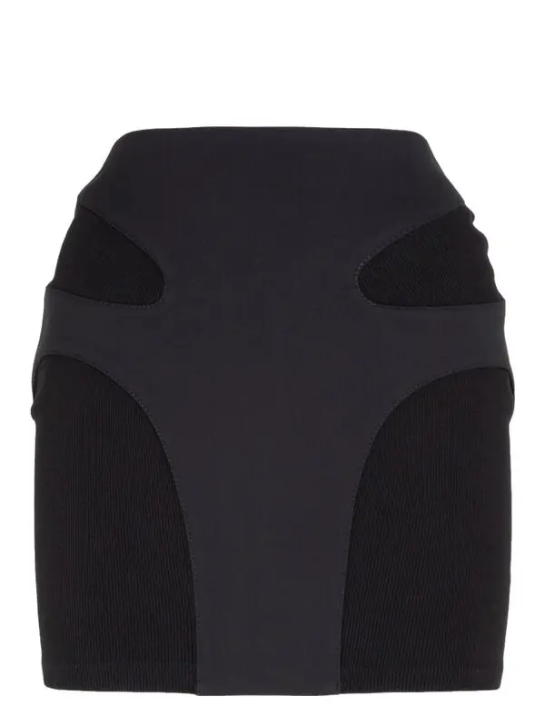 DION LEE Contour Stitch Mini Skirt - Black