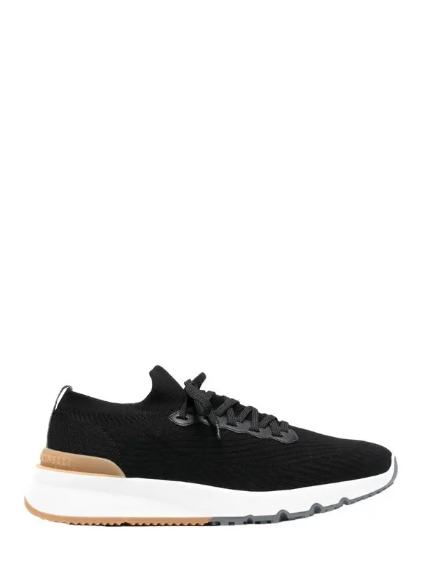 Brunello Cucinelli Knitted Lace-up Sneakers - Black