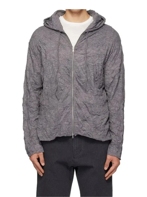 POST ARCHIVE FACTION (PAF) Textured Zip-up Hoodie - Grey