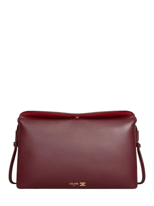 Celine Trio Flap Bag In Smooth Lambskin - Red