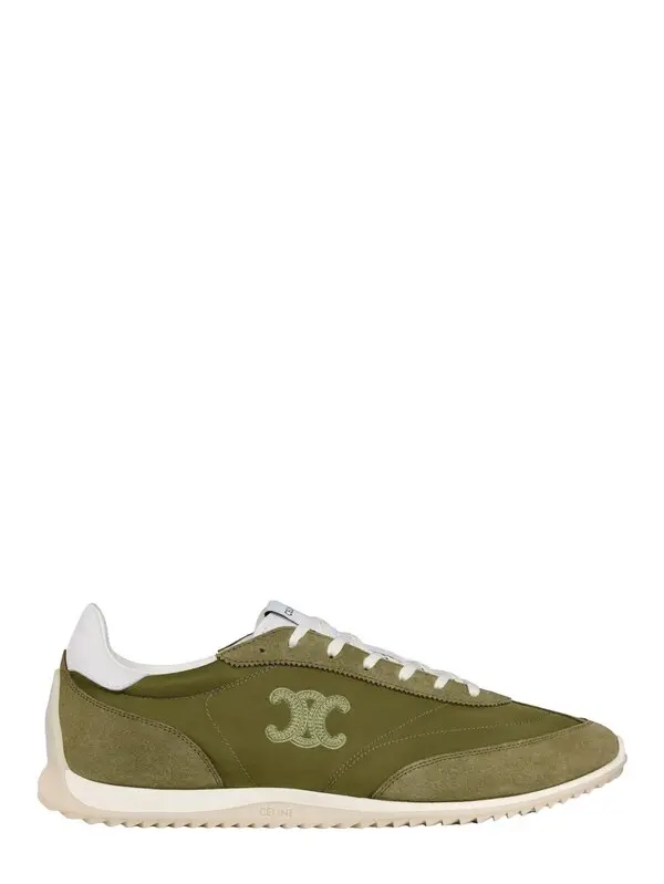 Celine Nylon, Suede Calfskin And Calfskin Racer Sneakers - Olive