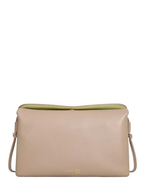Celine Trio Flap Bag In Smooth Lambskin - Safari