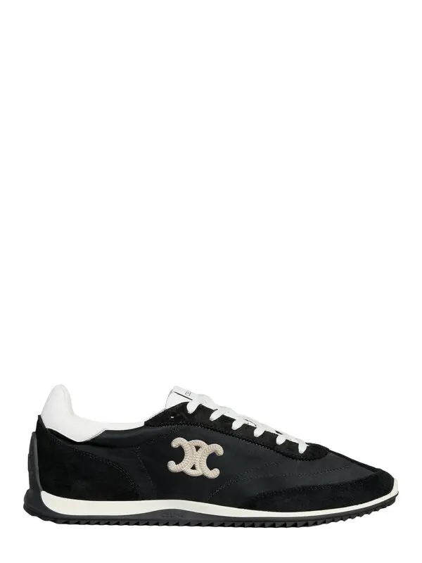 Celine Racer Sneakers In Nylon, Suede Calfskin, And Calfskin - Black/white