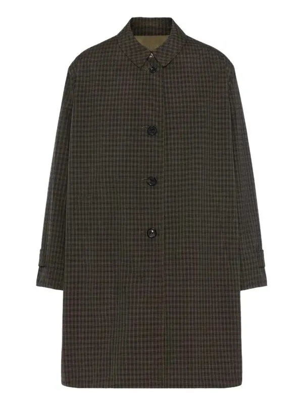 MAISON MARGIELA Checked Single-breasted Coat - Olivebrowncheck