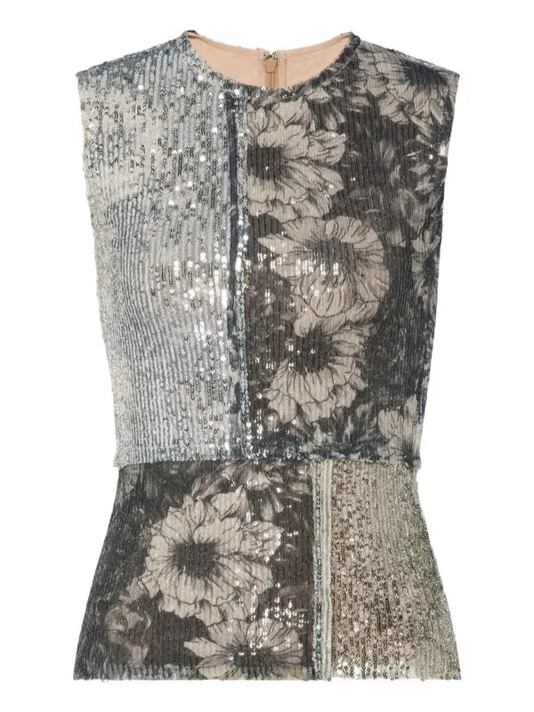MAISON MARGIELA Sleeveless Sequined Top - Grey