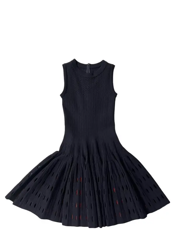 Alaïa Sleeveless Boatneck Knit Dress With Cut-out Detailing - Navy Blue