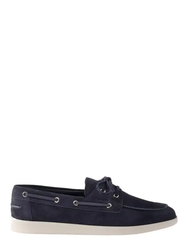 Prada Allacciate Suede Boat Shoe - Navy Blue