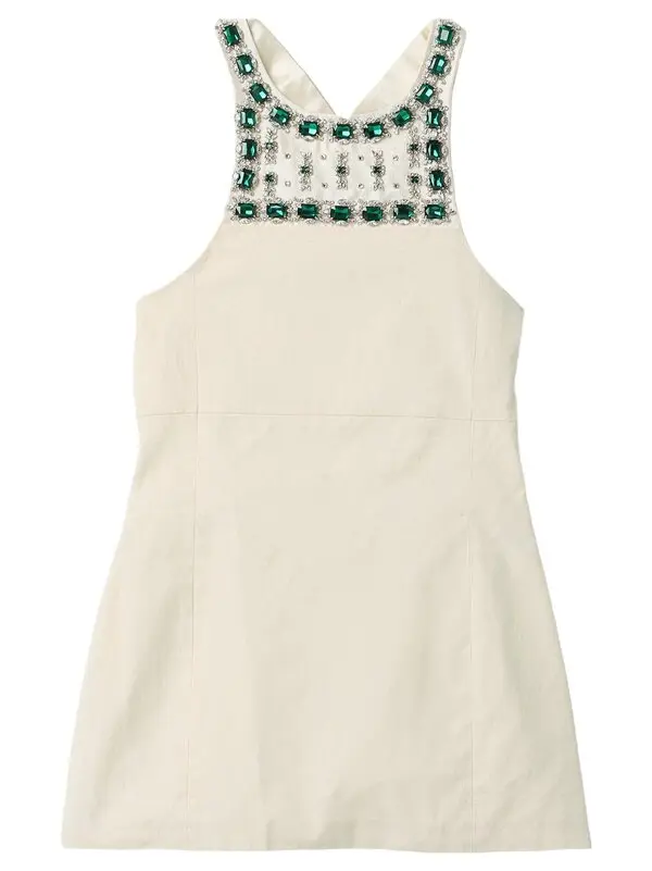 Miu Miu Embellished Cross-back Mini Dress - Off White