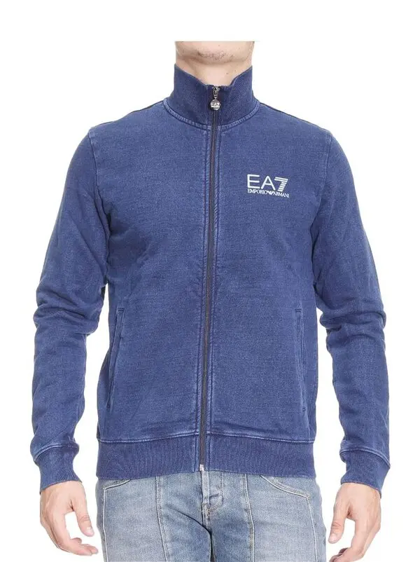 EA7 Logo Detail Zip-up Jacket - Blue